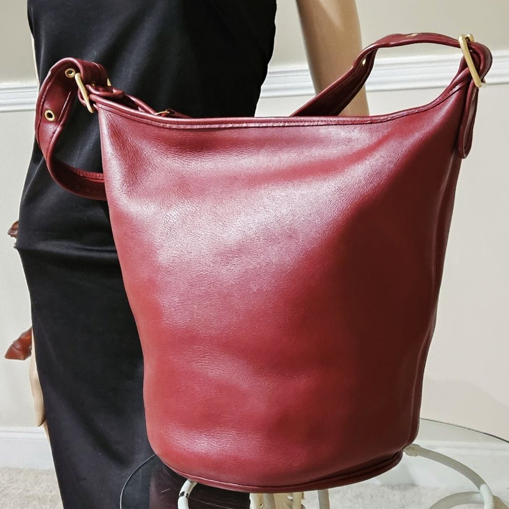 Vintage Coach 9085 Red Leather Xl Duffle, Hobo, Beeke… - Gem